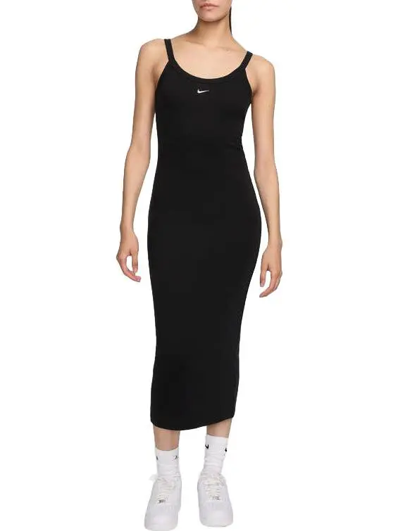 Nike Chill Knit Rib Midi Dress - 010 010 Black/sail