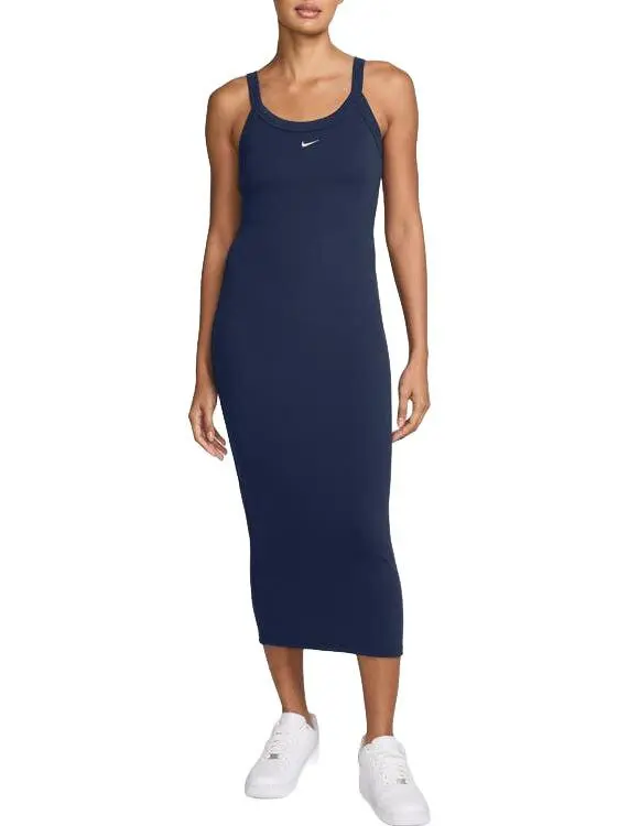 Nike Chill Knit Rib Midi Dress - Midnight Navy/sail