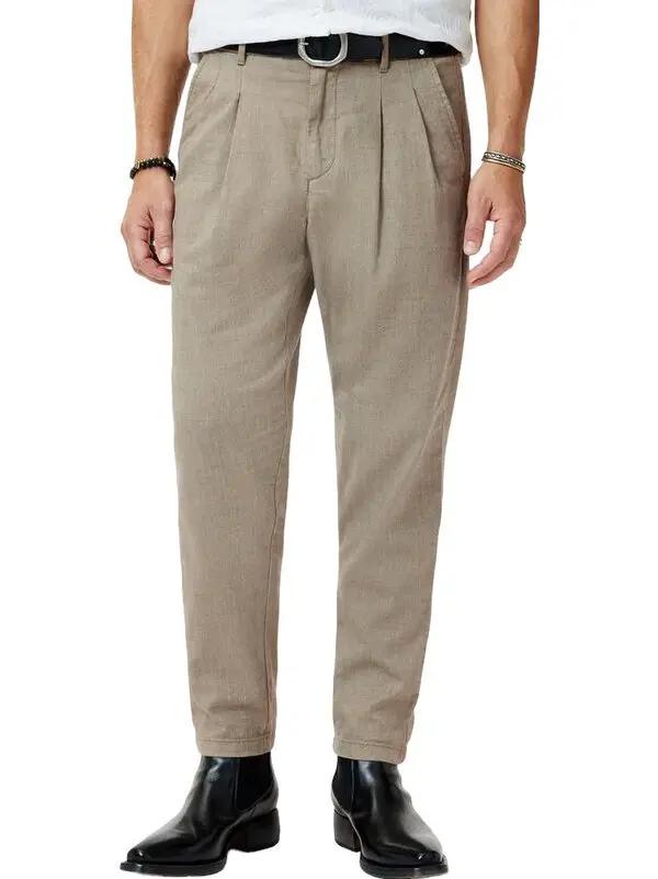 John Varvatos Kian Pleated Carrot-fit Trousers - Smoked Pearl Grey