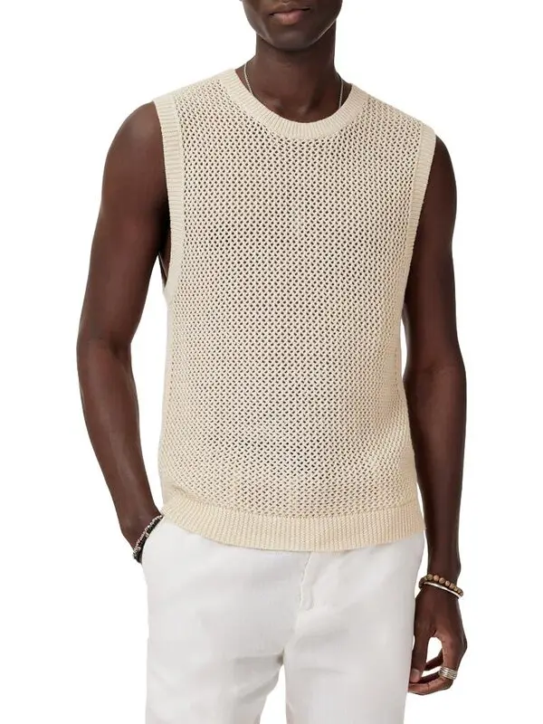 John Varvatos Augusto Chunky Wool & Linen Sweater Vest - Eggshell