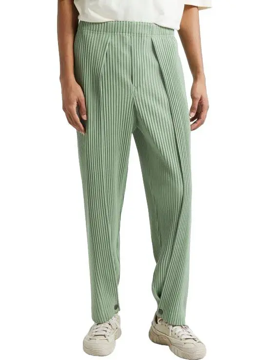 Issey Miyake Pleated Straight Leg Pants - Pistachio Green