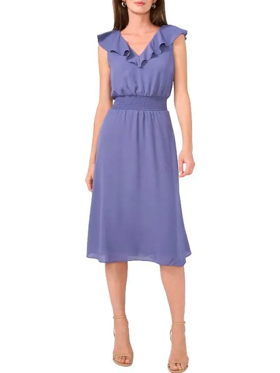 Vince Camuto Ruffle Smocked Midi Dress - Indigo