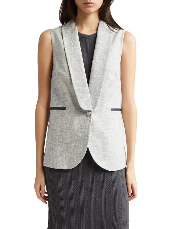 Eleventy Shawl Collar Vest - Light Melange Grey