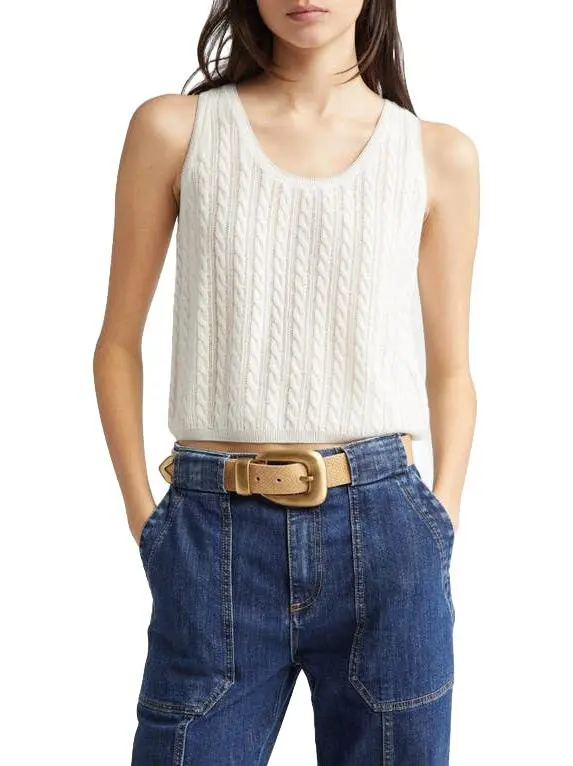 Eleventy Cable Knit Sleeveless Sweater - White