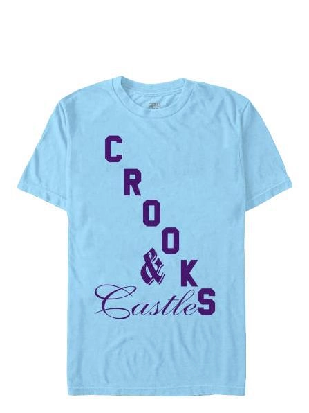 CROOKS & CASTLES Purple Big Bold Logo Short Sleeve Graphic T-shirt - Light Blue