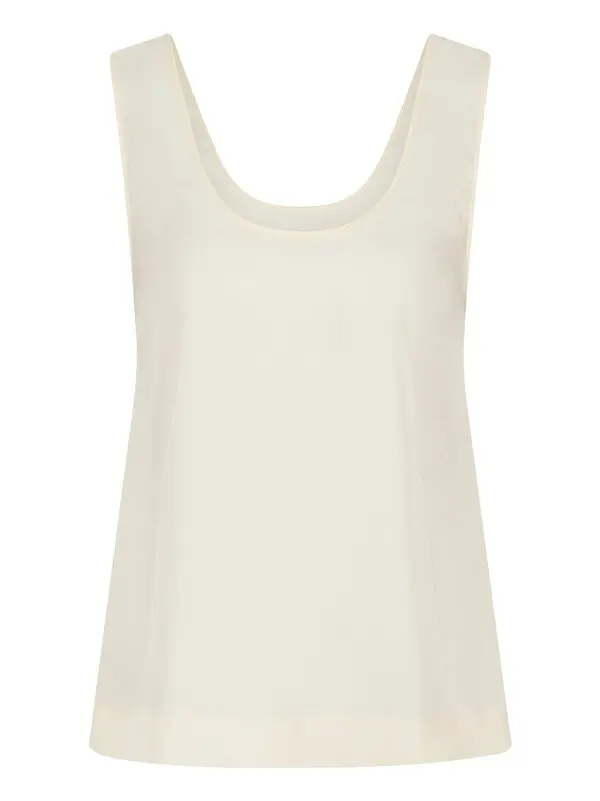 ST. AGNI Scoop-neck Silk-twill Top - White