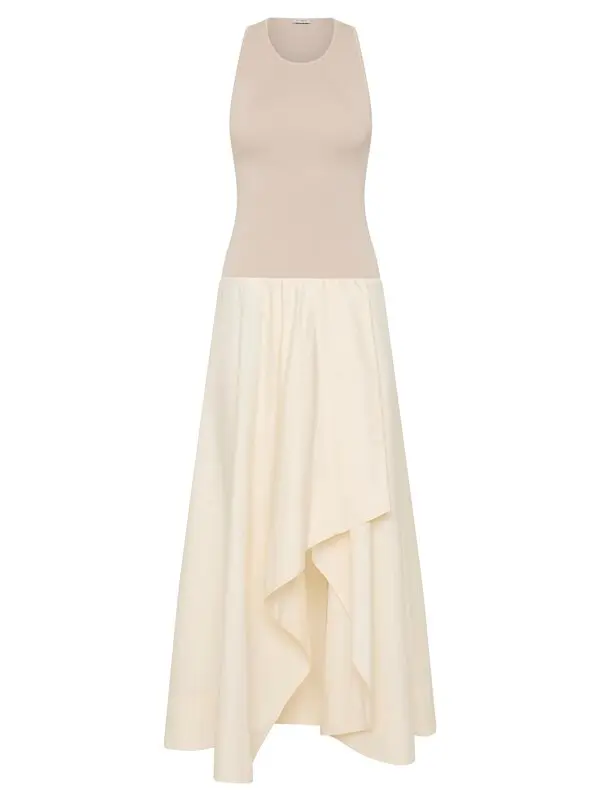 ST. AGNI Knit And Cotton Midi Dress - Ivory