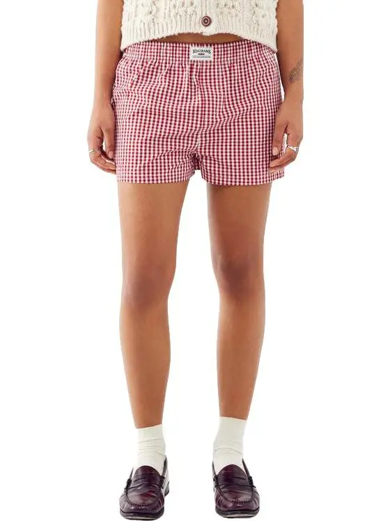 BDG URBAN OUTFITTERS Gingham Boxer Shorts - Red