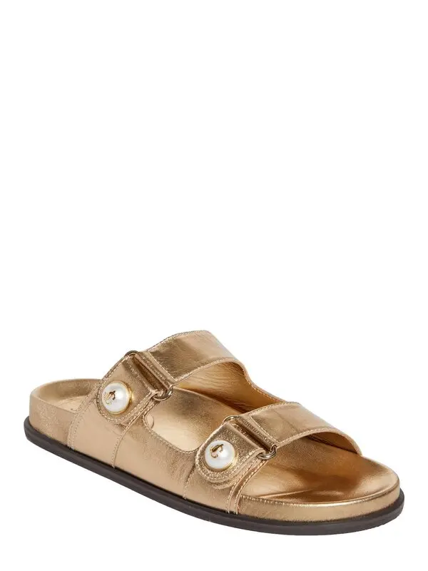 JIMMY CHOO Fayence Slide Sandal - Gold