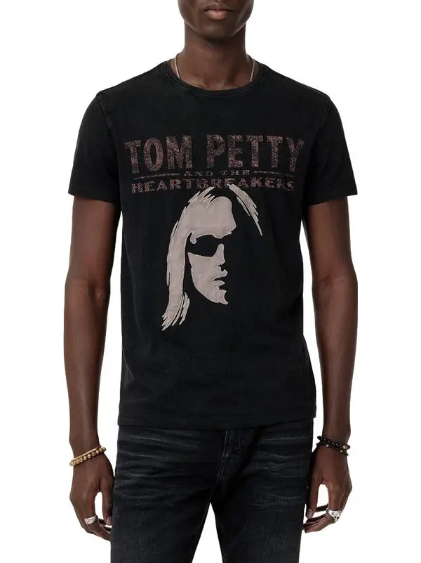 John Varvatos Tom Petty Appliqué Organic Cotton Graphic T-shirt - Black