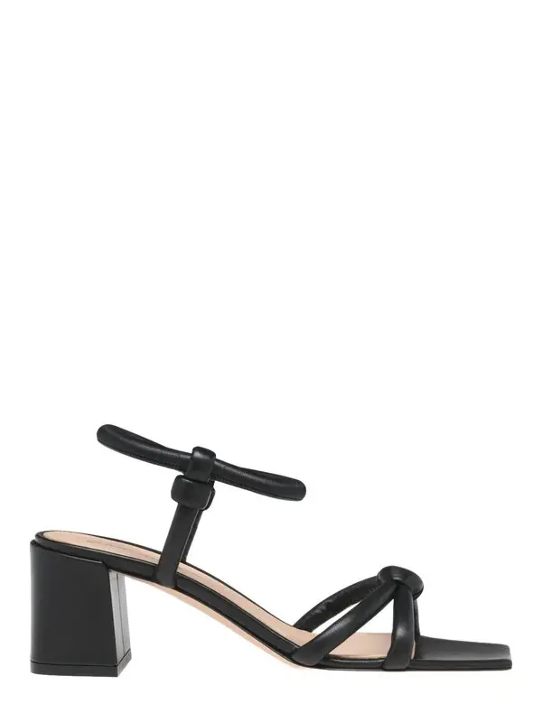 GIANVITO ROSSI Juno 55 Square Toe Block Heel Sandals - Black