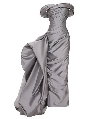 MARMAR HALIM Off-the-shoulder Taffeta Gown - Grey