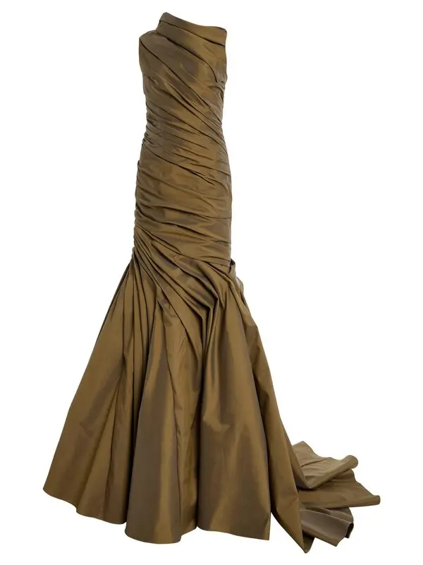 MARMAR HALIM Draped Taffeta Gown - Brown