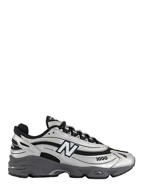 NEW BALANCE 1000 Metallic Mixed-material Trainers - Silver Metallic Green