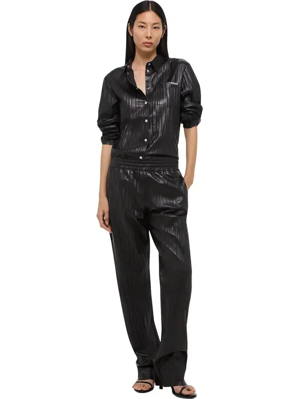 Helmut Lang Pleated Leather Shirt - Black