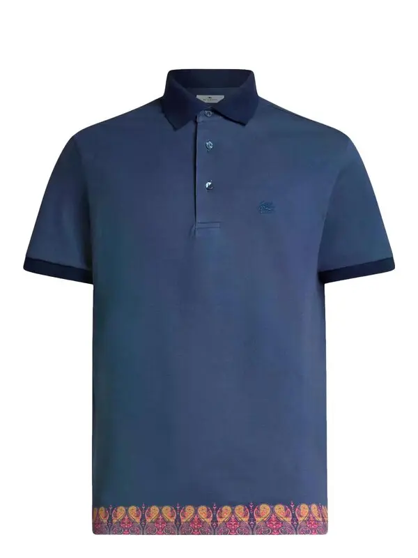 Etro Paisley-trim Polo Shirt - Blue