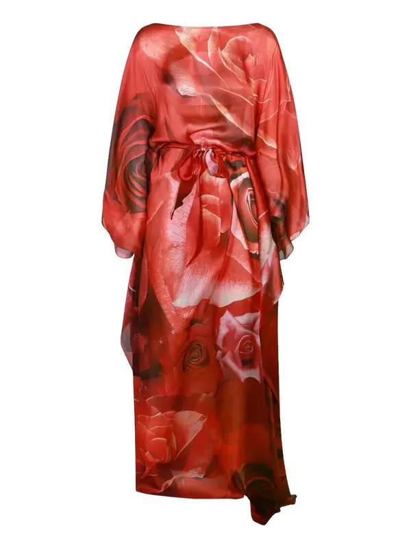 Roberto Cavalli Rose-print Kaftan - Red