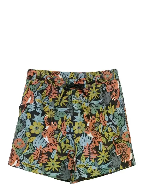 A.p.c. Jungle-print Swim Shorts - Green