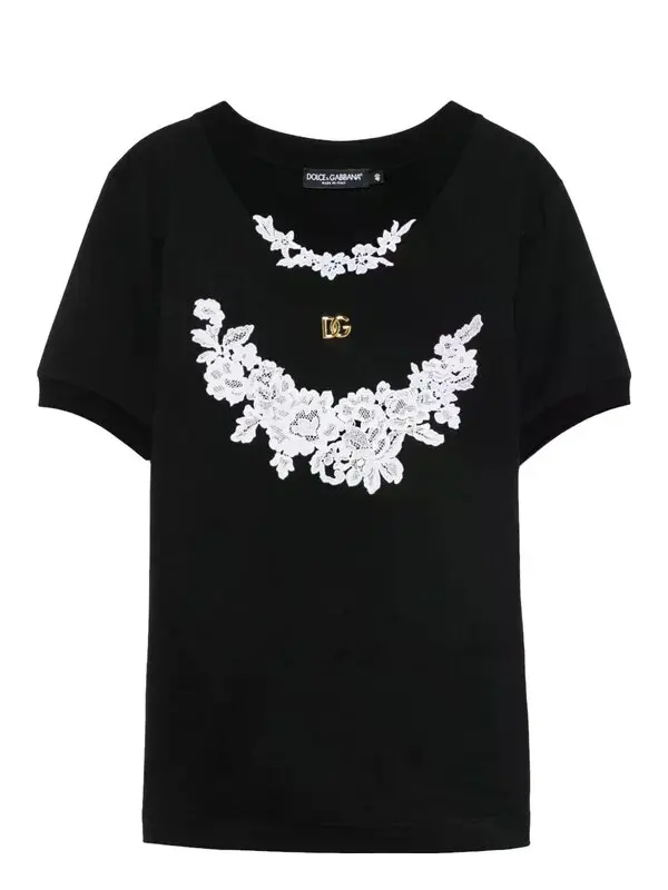 Dolce & Gabbana Lace Detailed T-shirt - Black