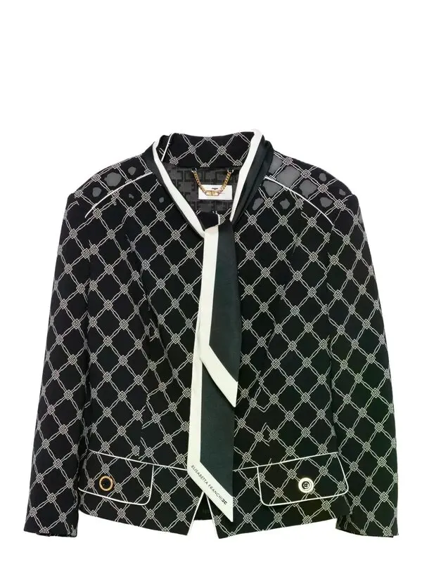 Elisabetta Franchi Printed Crepe Jacket - Black