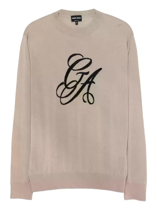 Giorgio Armani Embroidered-logo Sweater - Brown