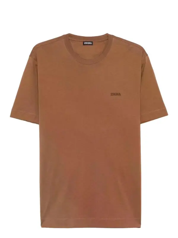 Zegna Logo-embroidered T-shirt - Brown