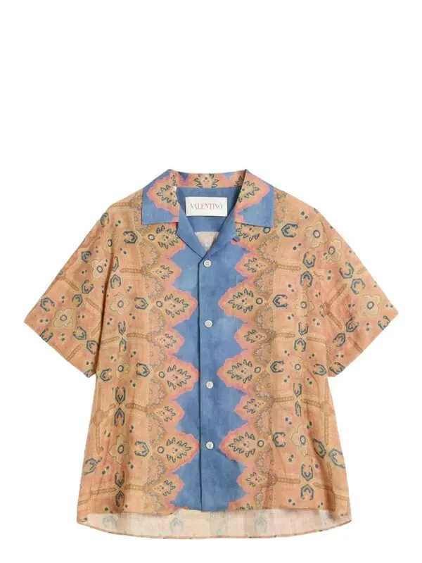 Valentino Garavani Voyage Imaginaire-print Bowling Shirt - Brown