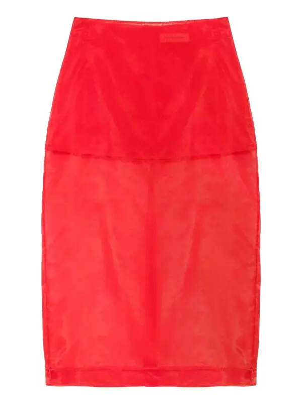 THE FRANKIE SHOP Peri Sheer Midi Skirt - Red