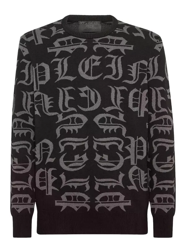 Philipp Plein Logo-intarsia Sweater - Black