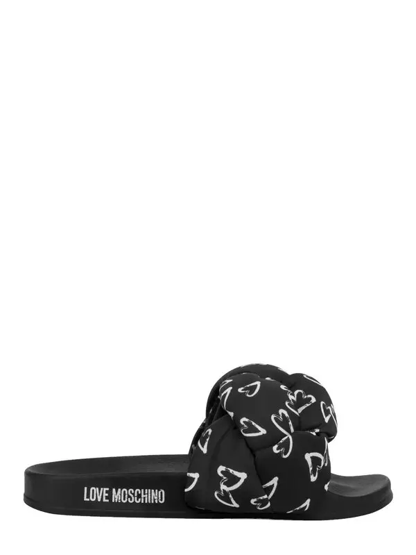Moschino Heart-print Slides - Black