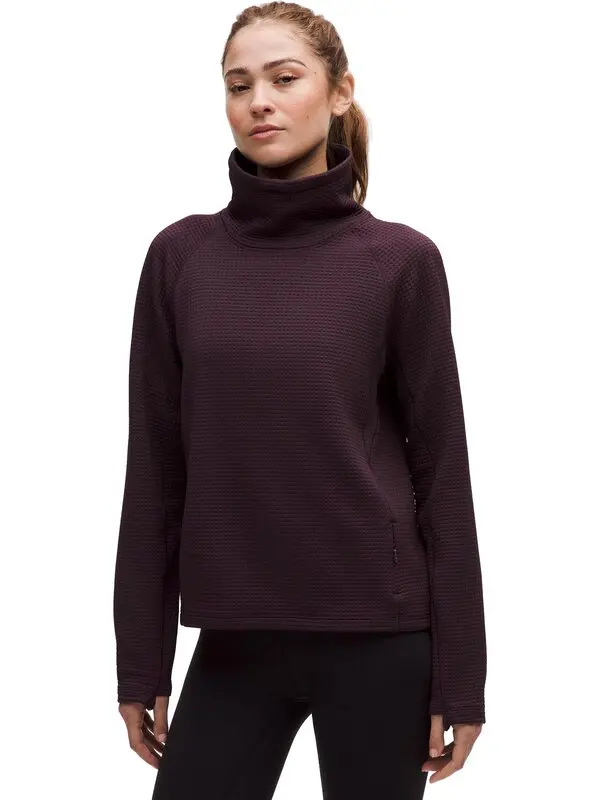 Lululemon Waffle-knit Funnel-neck Long-sleeve Shirt - Black Plum