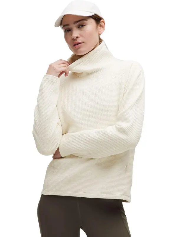 Lululemon Waffle-knit Funnel-neck Long-sleeve Shirt - Light Ivory