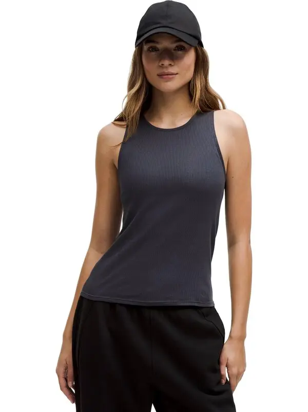Lululemon Sheer Cotton Ribbed Tank Top - Black Night