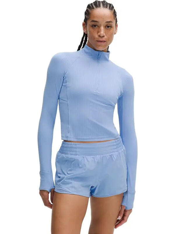 Lululemon It's Rulu Ribbed Cropped Half Zip - Sinatra Blue