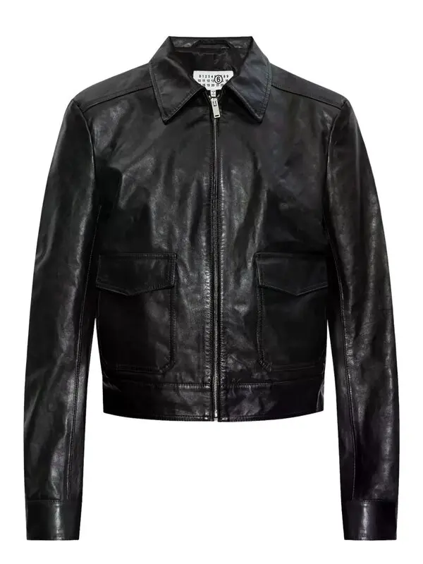 MAISON MARGIELA Zip-up Leather Jacket - Black