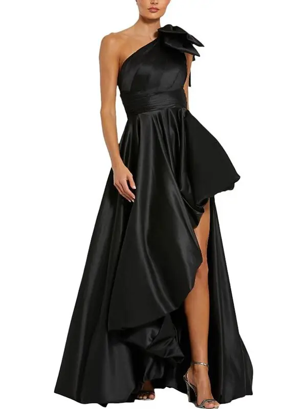 Mac Duggal Satin One-shoulder Gown - Black