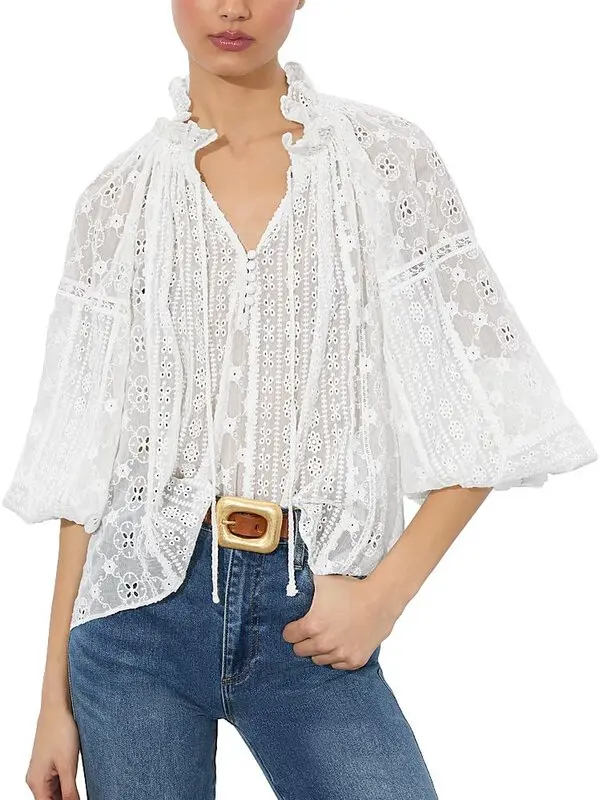 Alice + Olivia Noah Eyelet Blouse - Off White