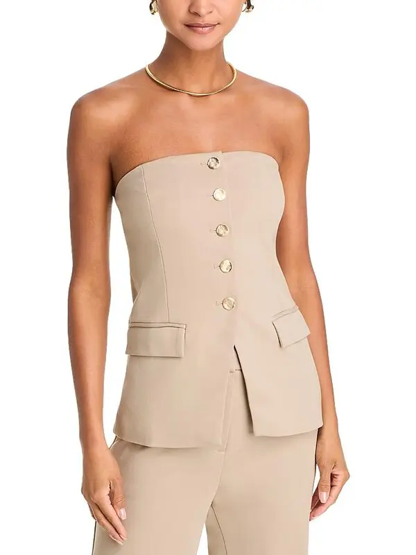 Aqua Knit Strapless Vest - Beige