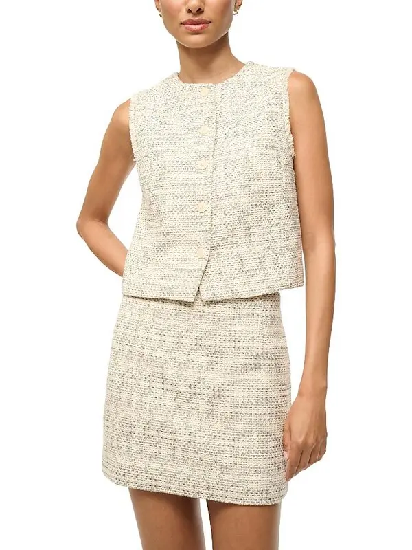 Staud Veronica Tweed Vest - Ivory Multi