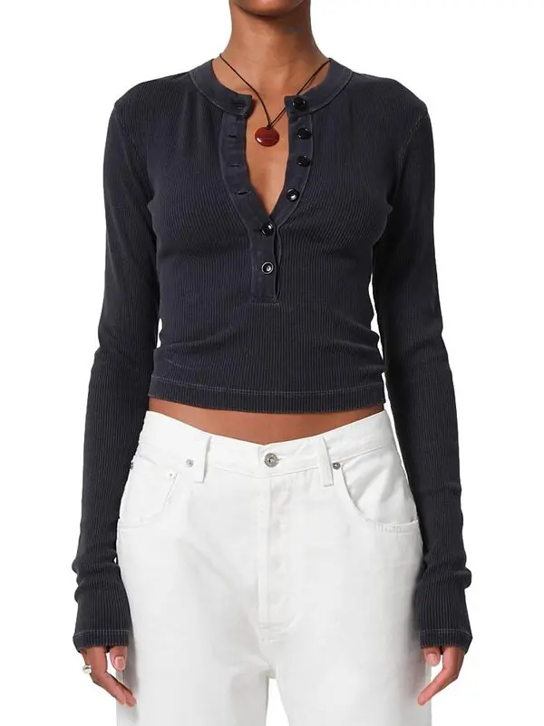 Citizens Of Humanity Varra Henley Top - Mineral Navy