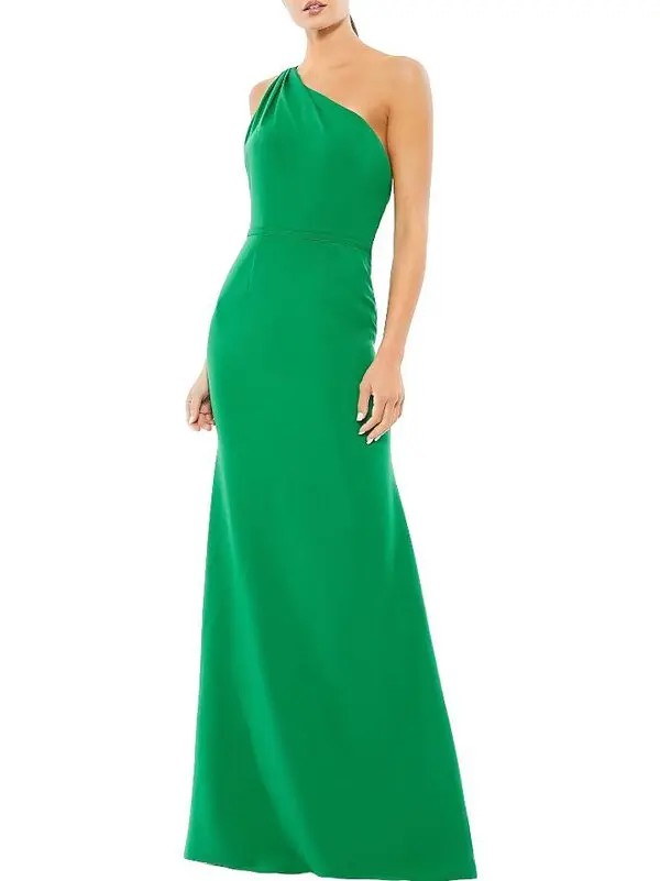 Mac Duggal Ieena Collection One-shoulder Gown - Emerald