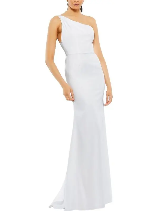 Mac Duggal Ieena Collection One-shoulder Gown - White