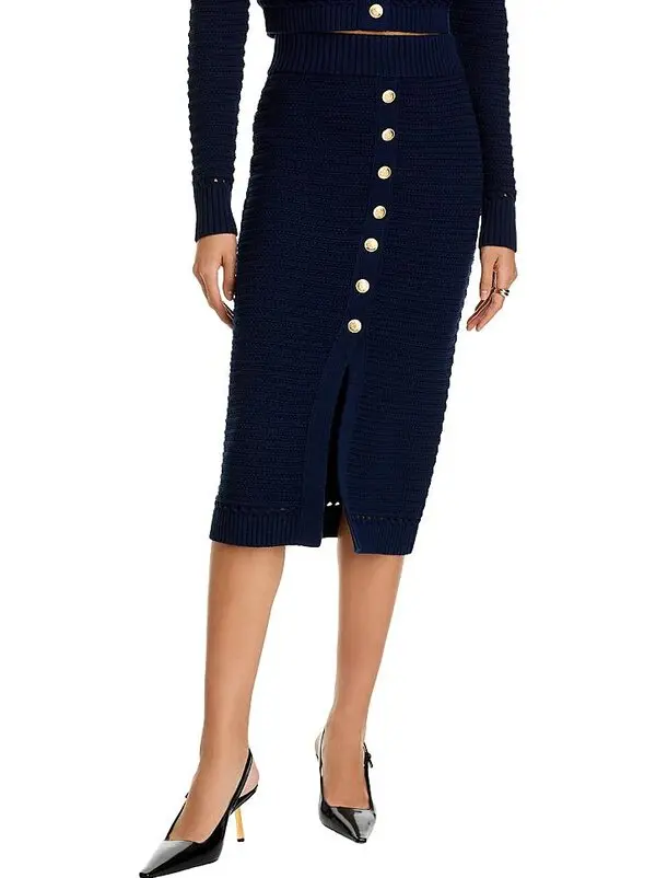 TOCCIN Tani Knit Button-front Skirt - Navy