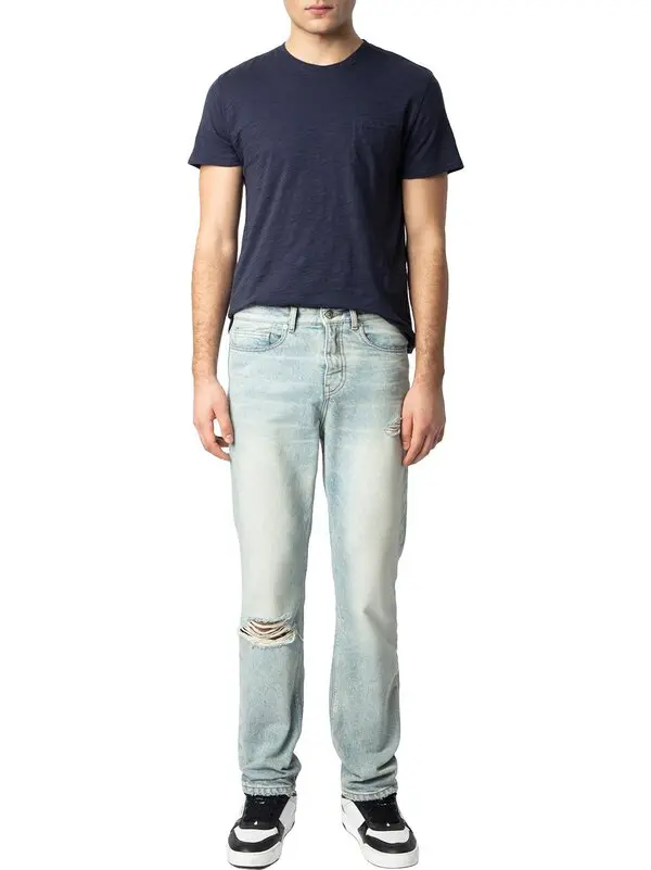 Zadig&Voltaire John Distressed Straight Fit Jeans - Light Blue