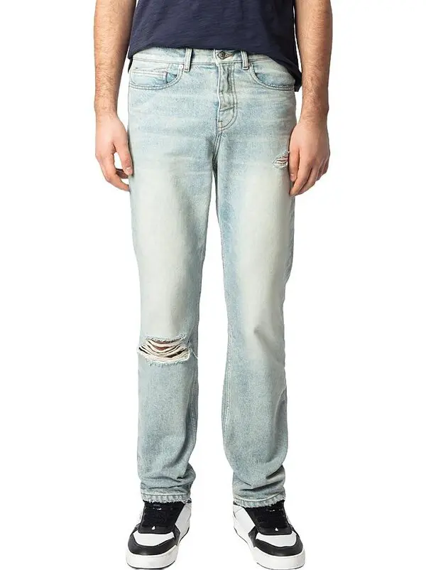 Zadig&Voltaire John Distressed Straight Fit Jeans - Light Blue