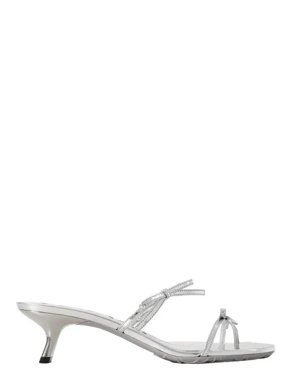 Loewe Petal Bow Leather Sandals - Silver
