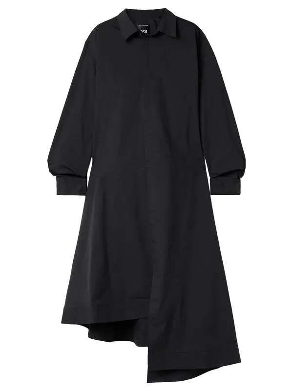 ADIDAS ORIGINALS Y3 Cotton-blend Poplin Maxi Shirt Dress - Black