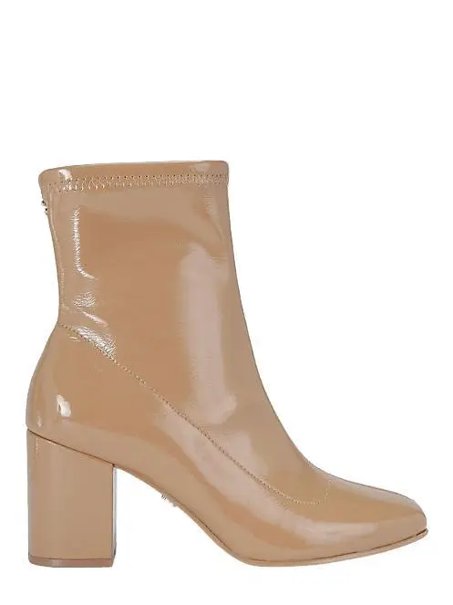 Carvela Strut Patent Faux Leather Ankle Boots - Camel