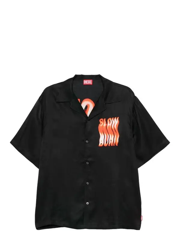 DIESEL Slogan-print Shirt - Black