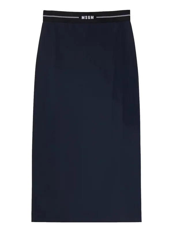 MSGM Logo-waistband Midi Skirt - Blue
